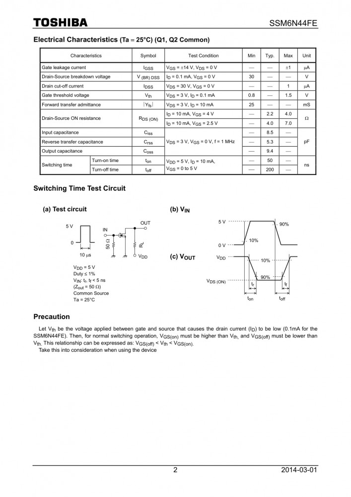 SSM6N44FE,LM datasheet page 2
