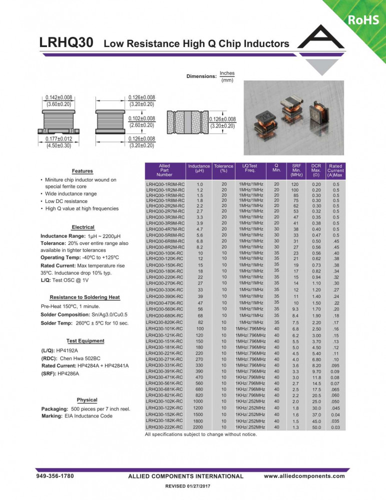 Allied Components International LRHQ30 series datasheet page