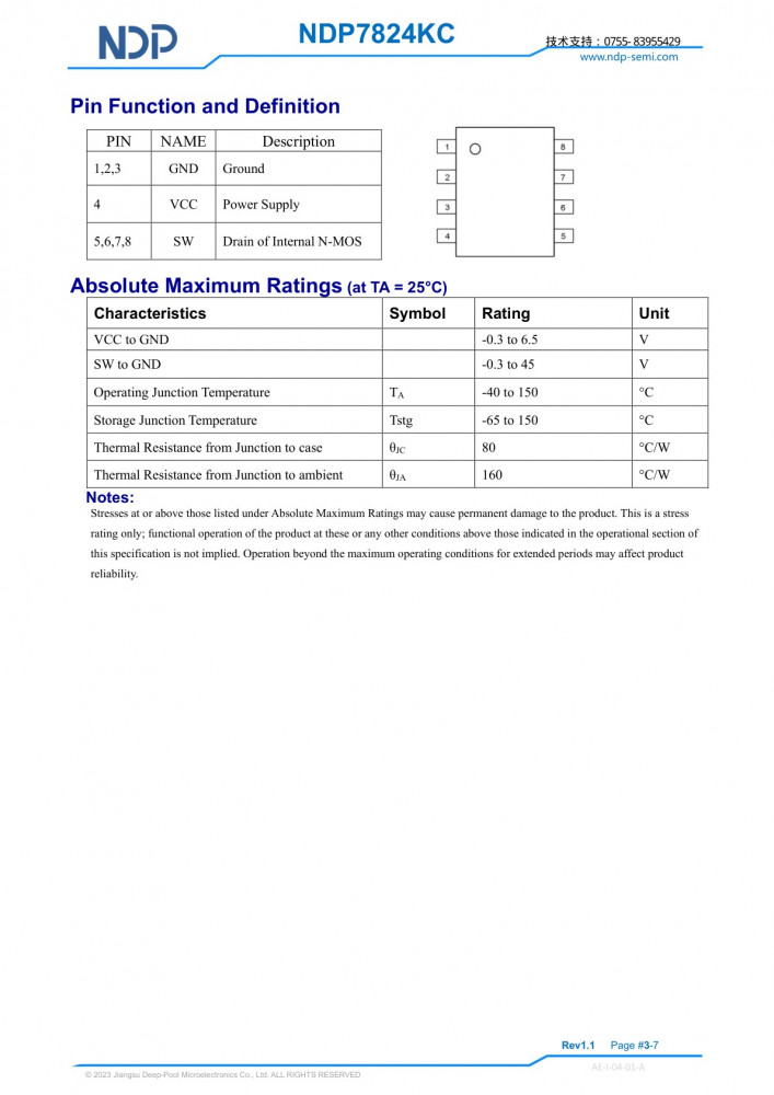 NDP7824KC datasheet page 3