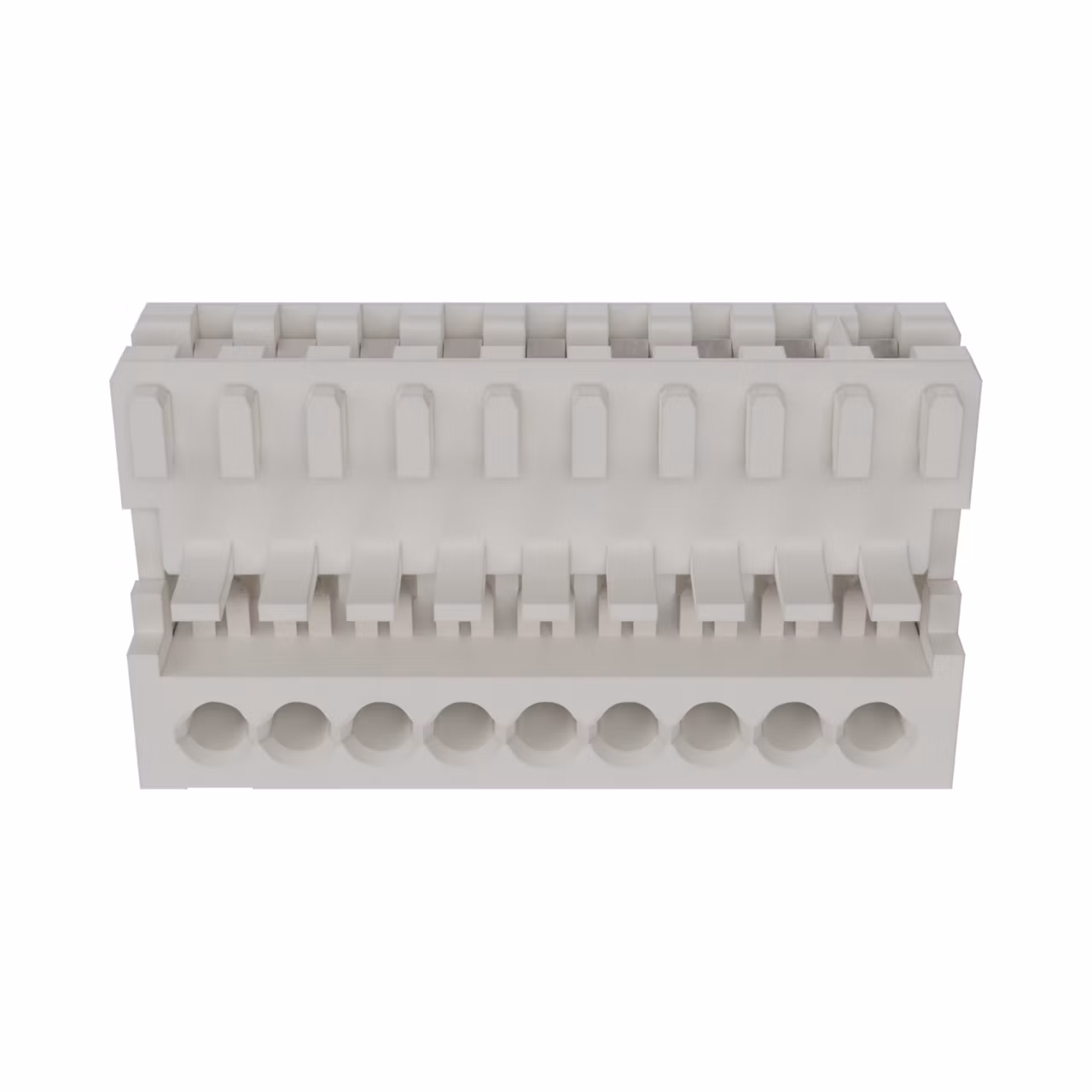 Appli-Mate RAST 2.5 Female Connector, 2.50mm Pitch, 9 Circuits, All Position Keys, Open Endwalls, Polarizing Rib Between Circuits 8 & 9 for sale