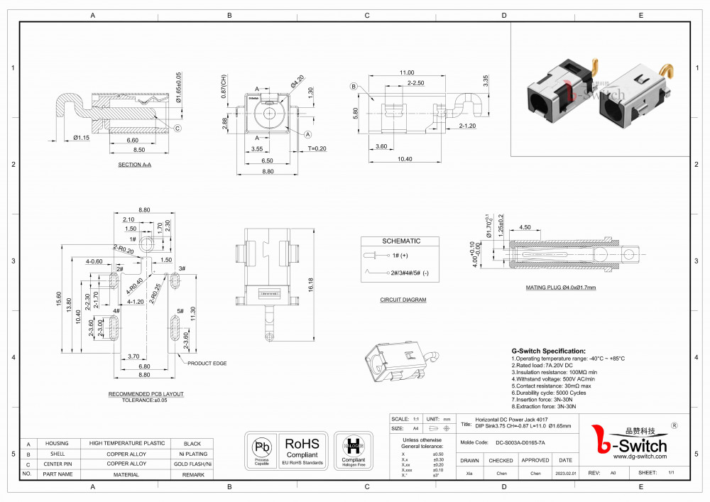 G-Switch DC-S003A-D0165-7A technical document