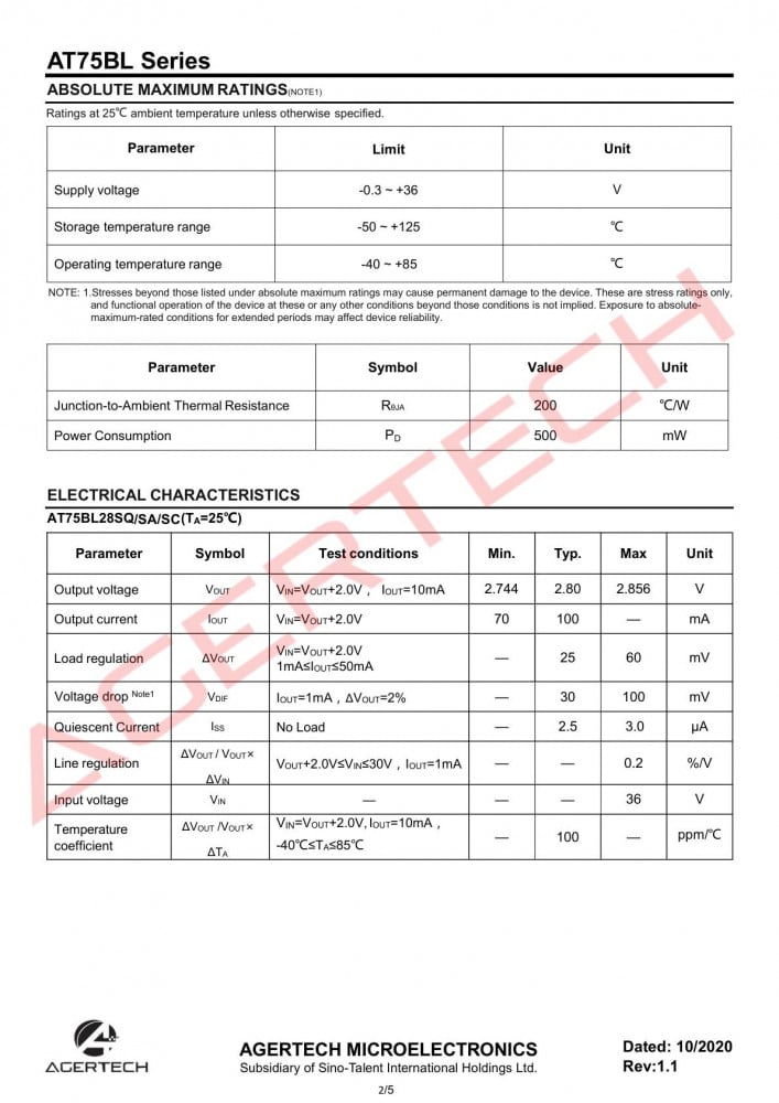 AT75BL33SQ datasheet page 2