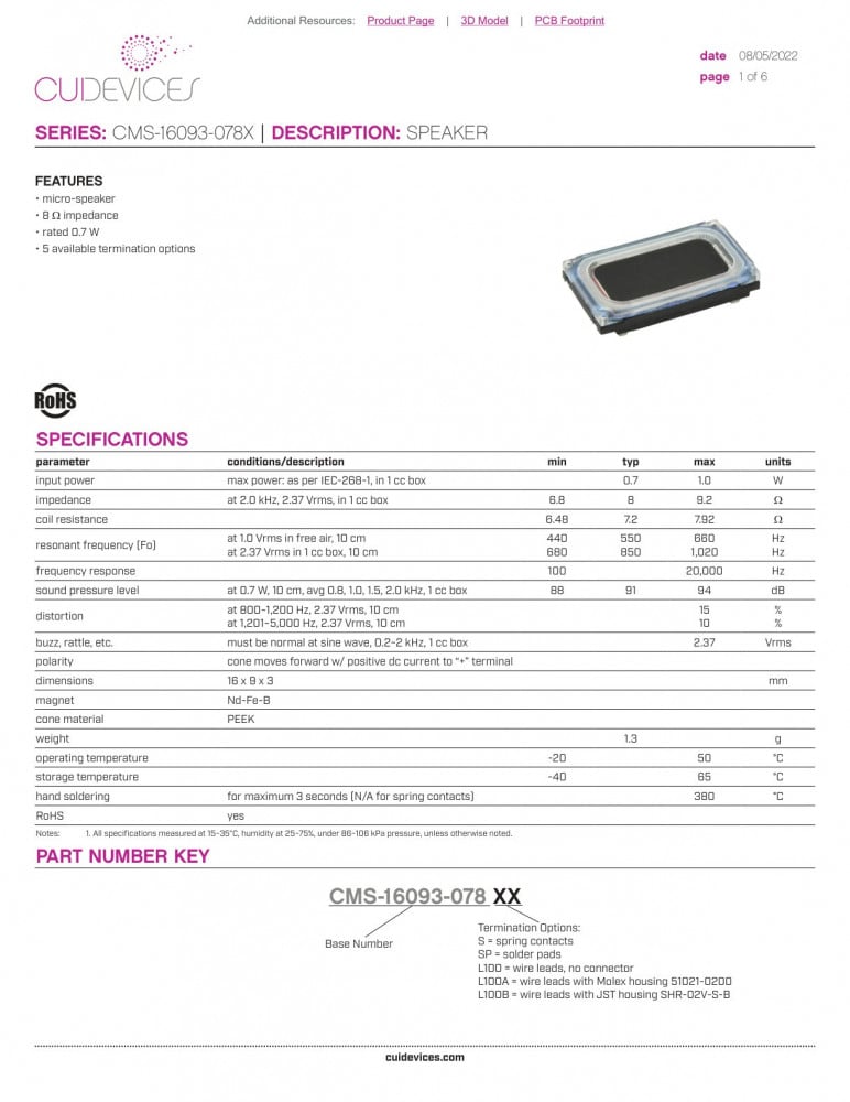 CMS-16093-078L100 datasheet page 1