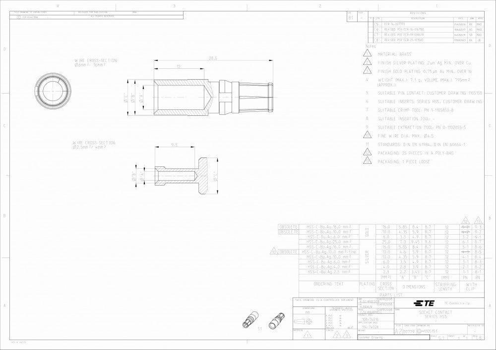 TE Connectivity 5-1105151-1 controlled drawing preview