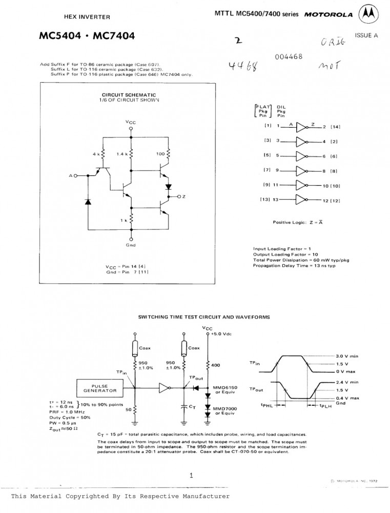 MC5404L technical document page 1