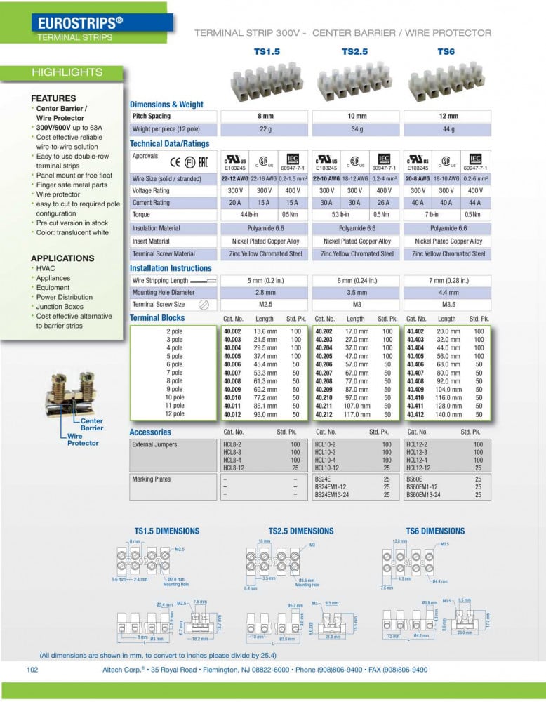 Altech 40.010 technical document page