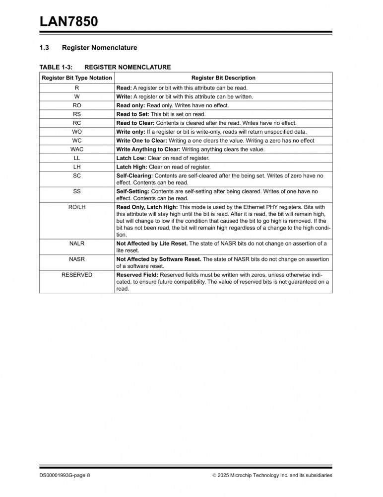 LAN7850 technical document page 8