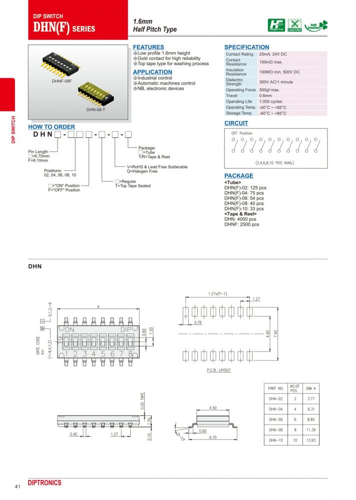 Diptronics DHN-04-V datasheet page 1