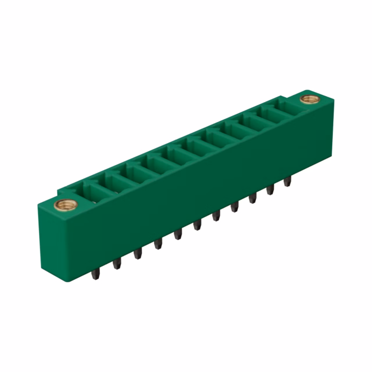 3.81mm Pitch Eurostyle Vertical PCB Header, with Threaded Retention Inserts, Green Housing, 11 Circuits for sale