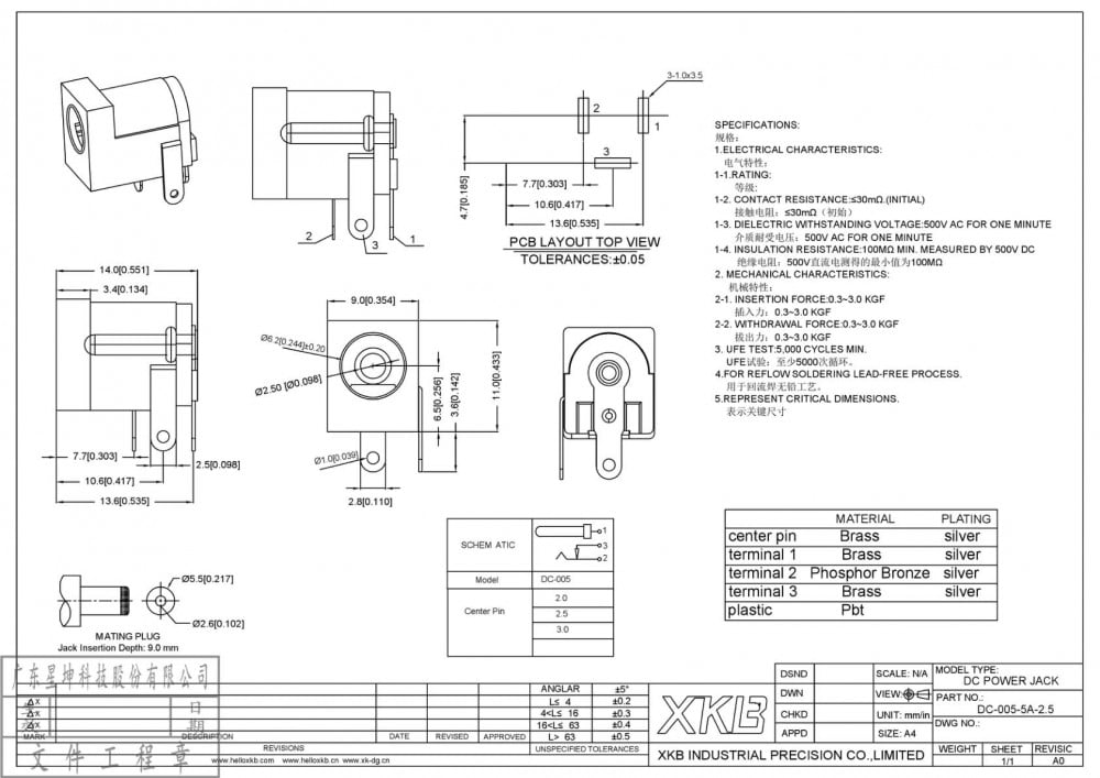 DC-005-5A-2.5 technical drawing page