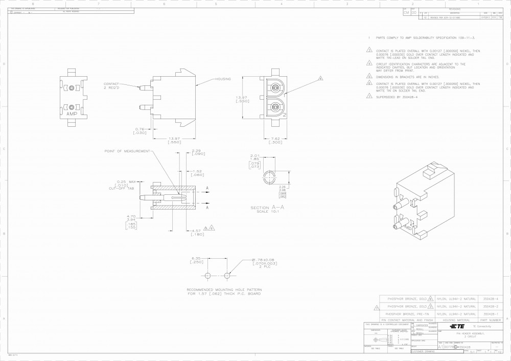 TE Connectivity 350428-1 technical drawing preview