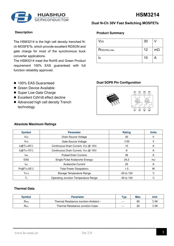 HSM3214 datasheet page 1