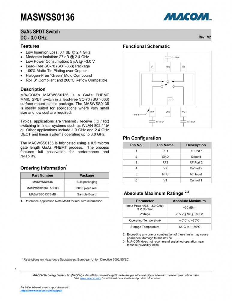 MASWSS0136 datasheet page 1