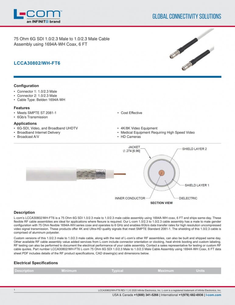 LCCA30802/WH-FT6 datasheet page 1