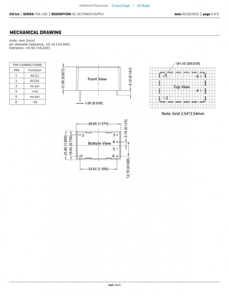 CUI PSK-10D series datasheet page 4