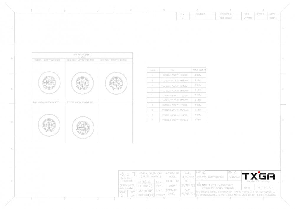 TXGA FCQ12003 technical drawing page 2