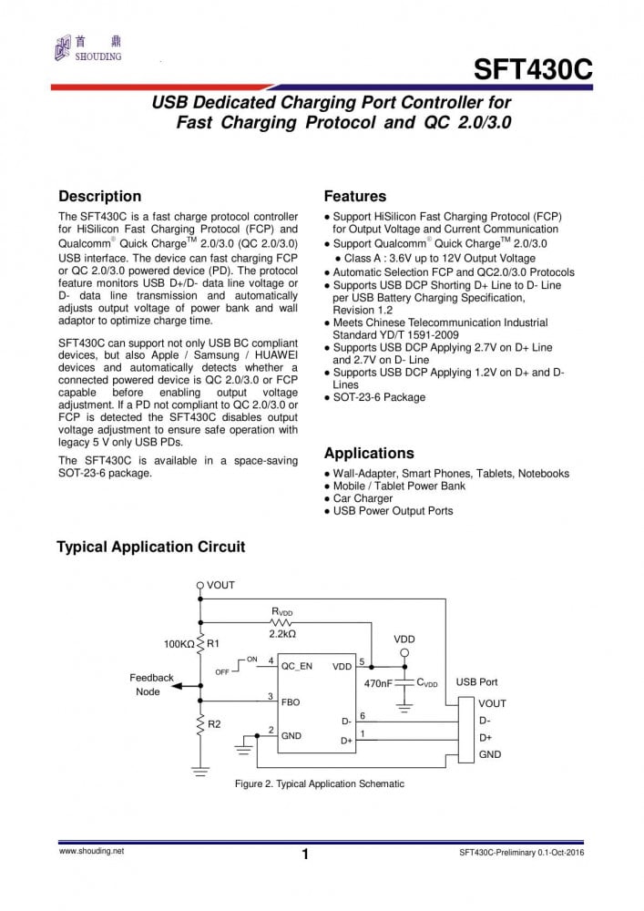 SFT430C datasheet page 1