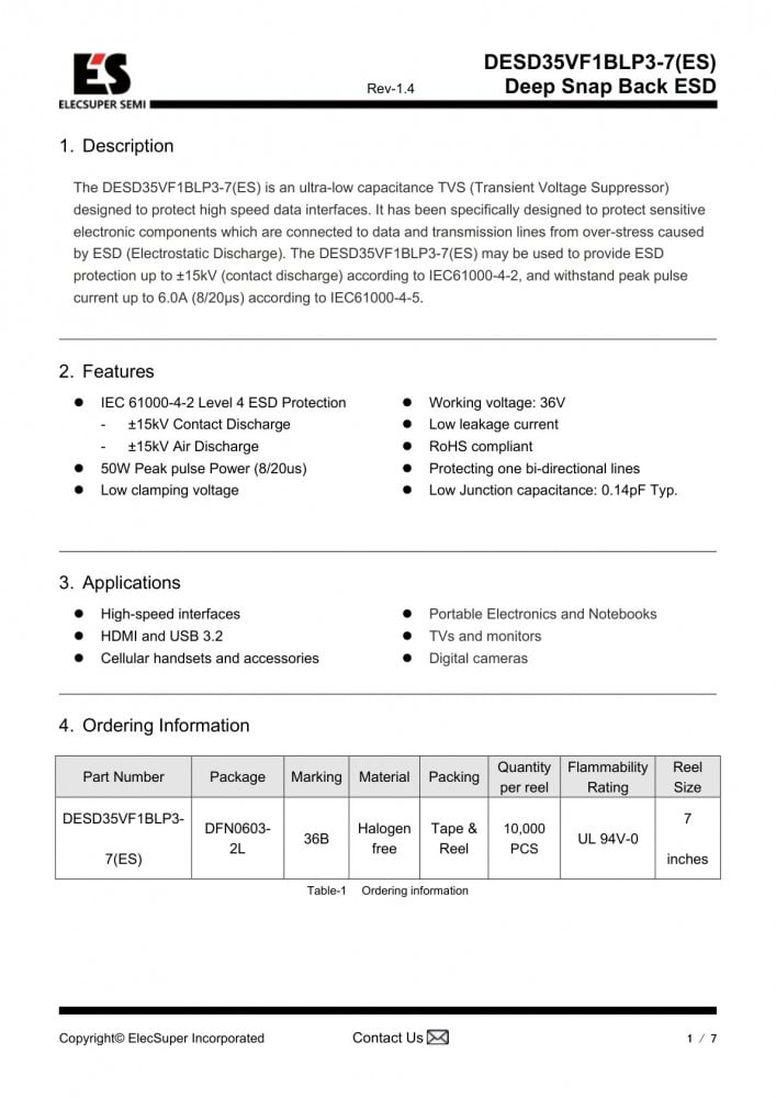 DESD35VF1BLP3-7(ES) datasheet page 1