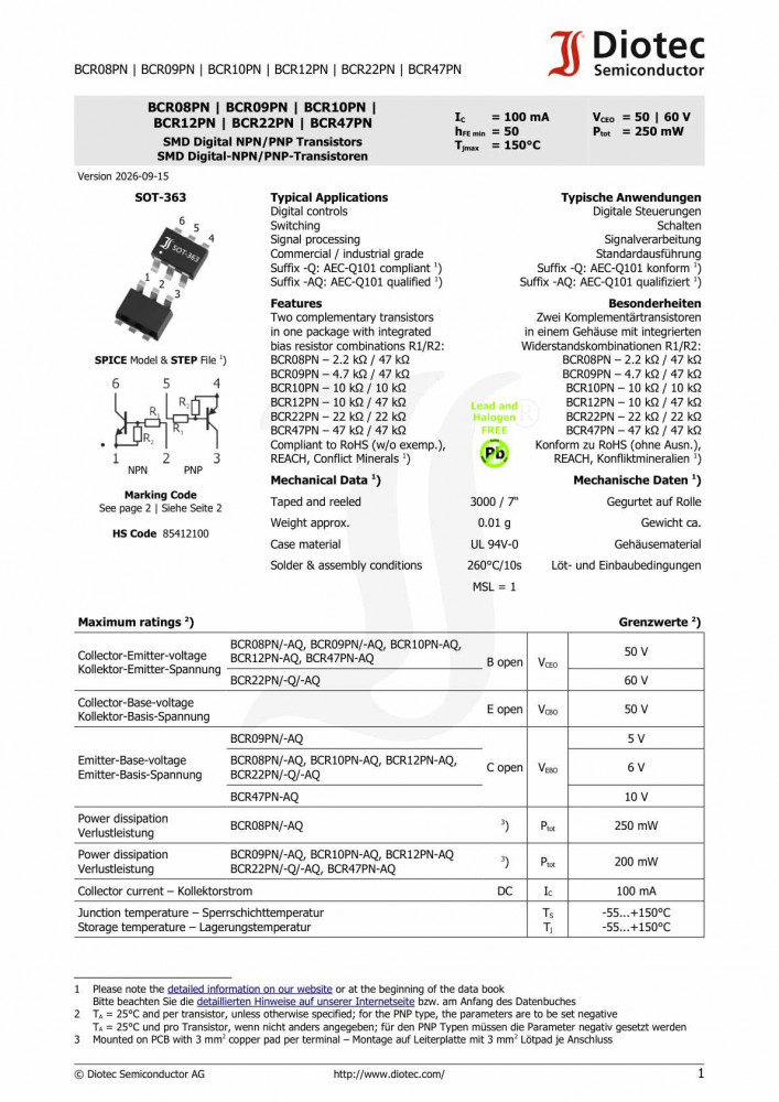 BCR22PN-AQ datasheet page 1