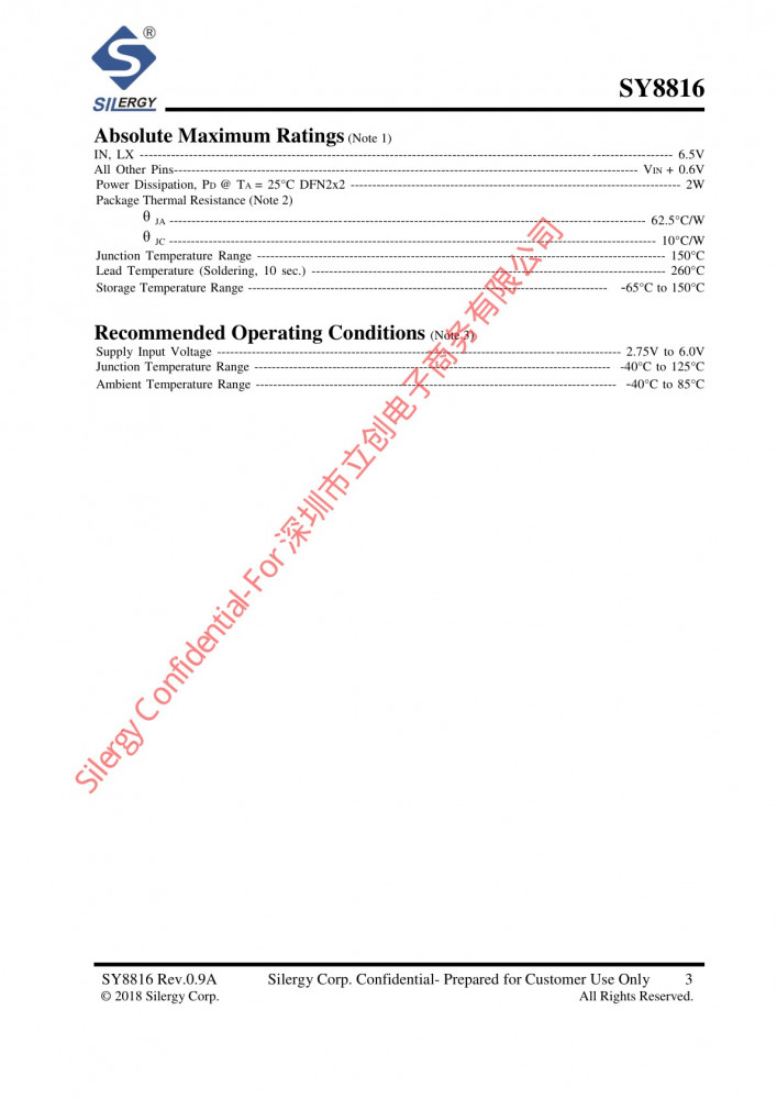 SY8816DFC datasheet page 3