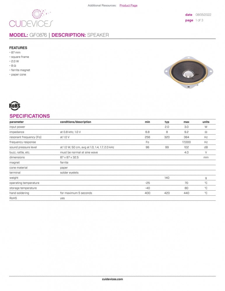 GF0876 technical document page 1