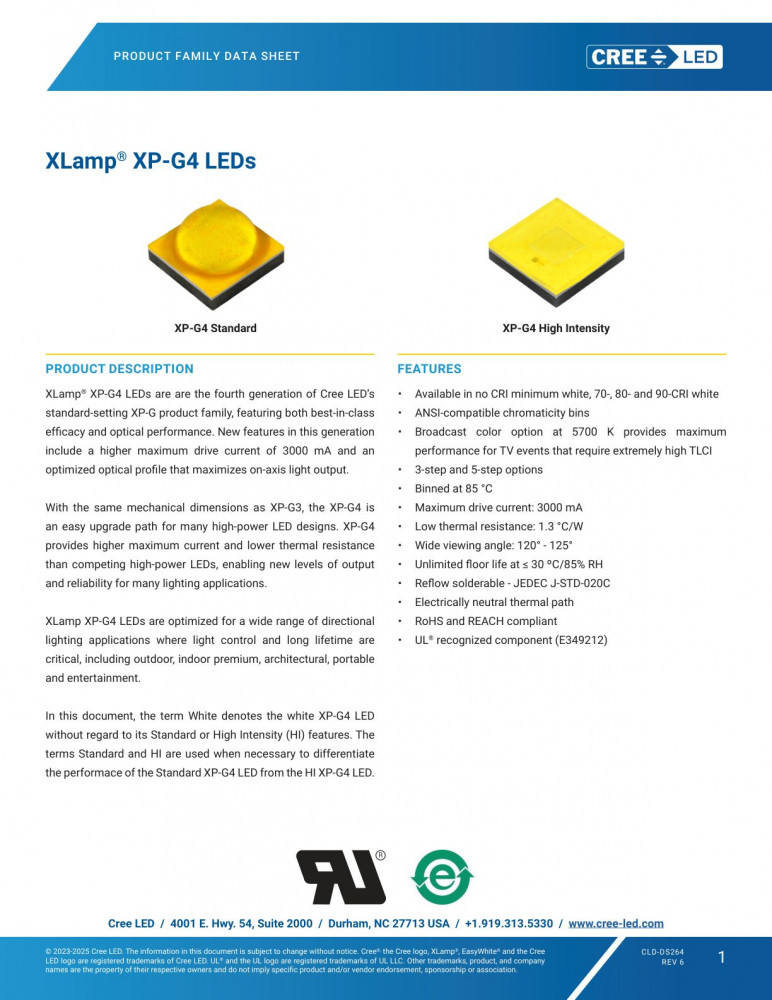 XP-G4 datasheet page 1
