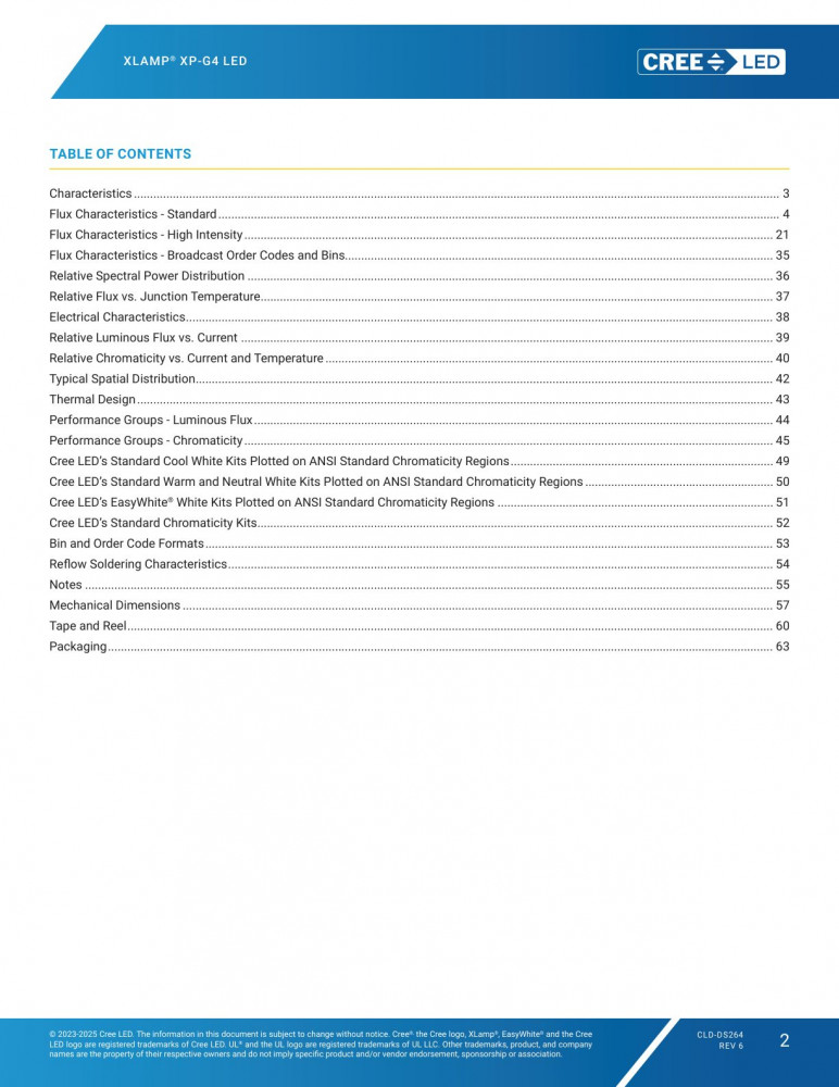 XP-G4 datasheet page 2