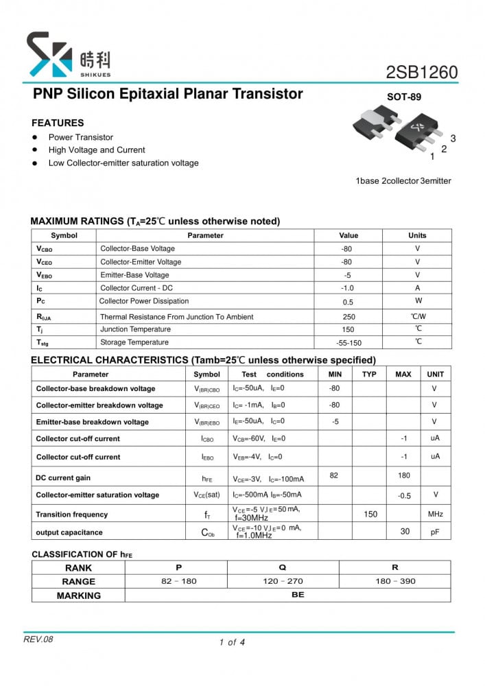 2SB1260R datasheet page 1