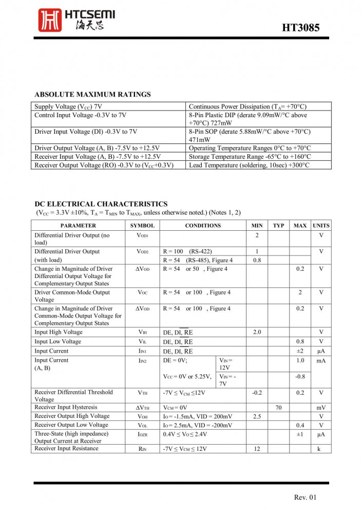 HT3085ARZ technical document page 2