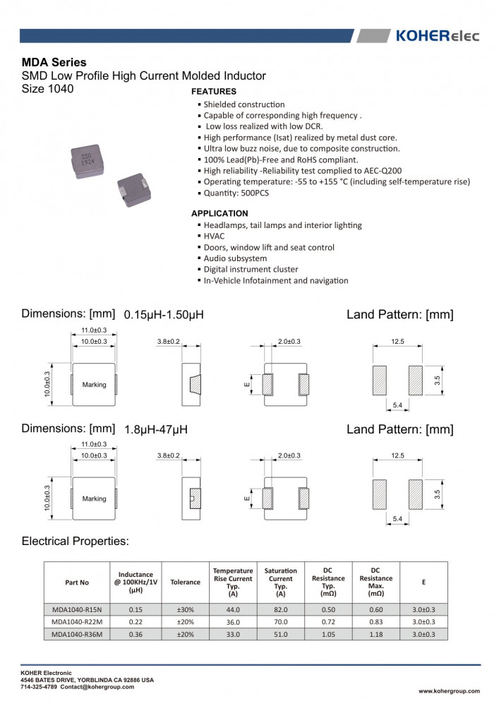 MDA1040 series datasheet page 1