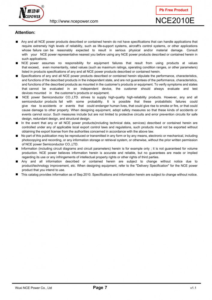 NCE2010E datasheet page 7