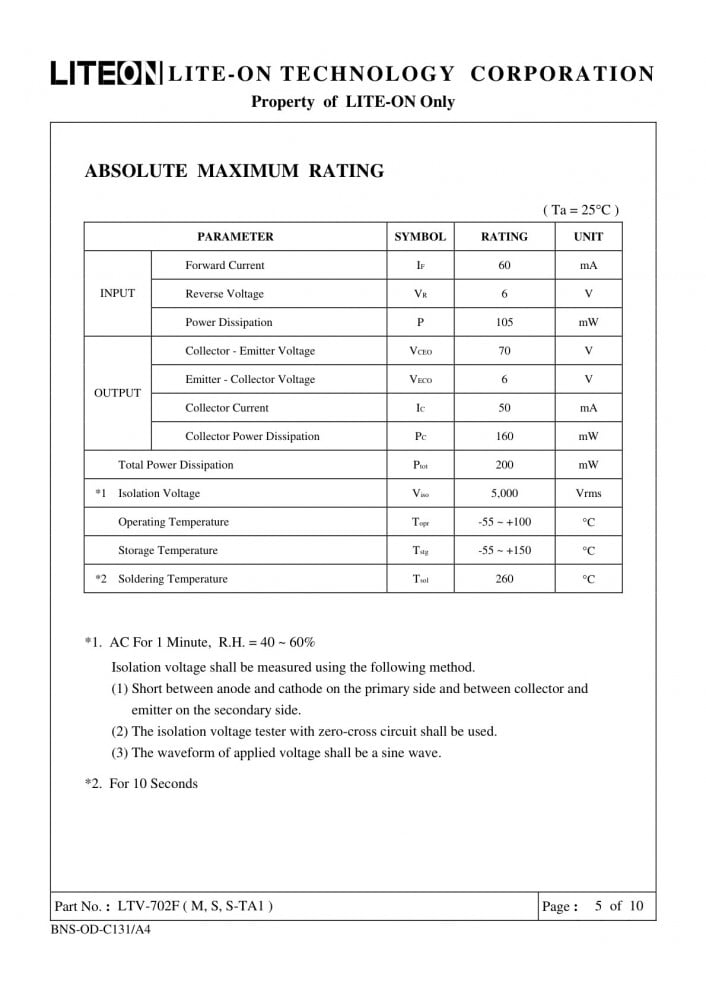 LTV-702F datasheet page 5
