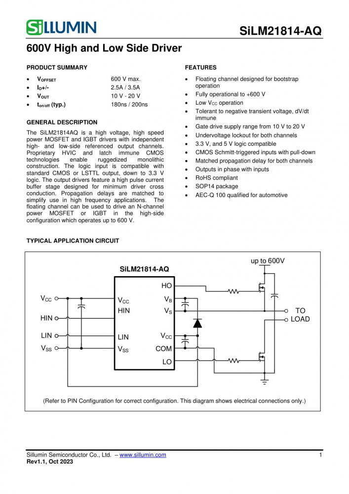 Reference datasheet page 1