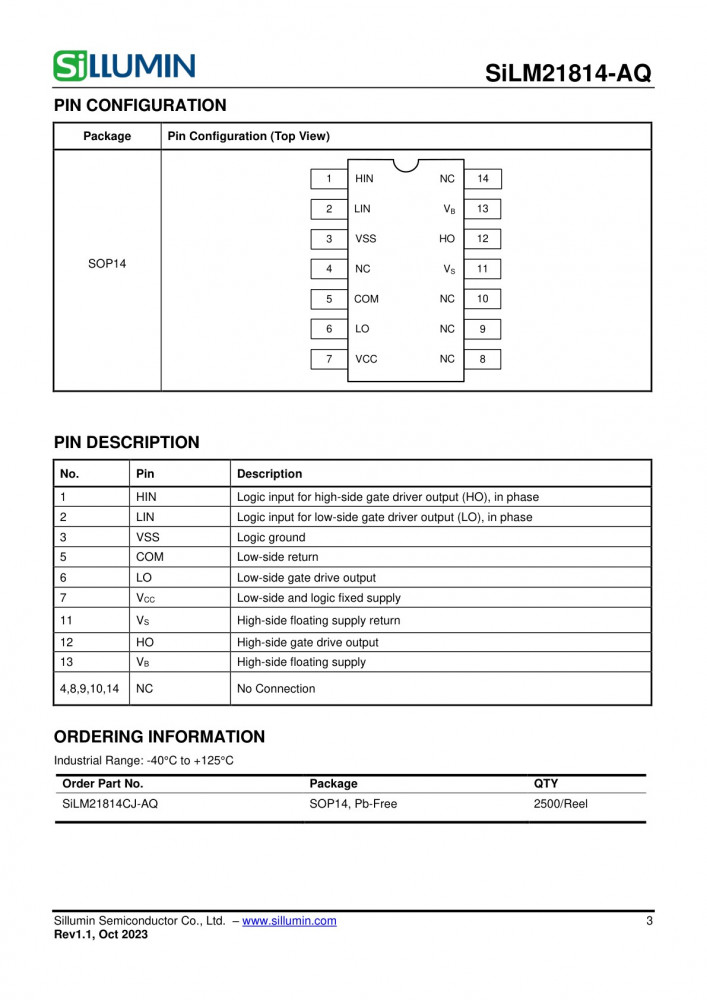 Reference datasheet page 3