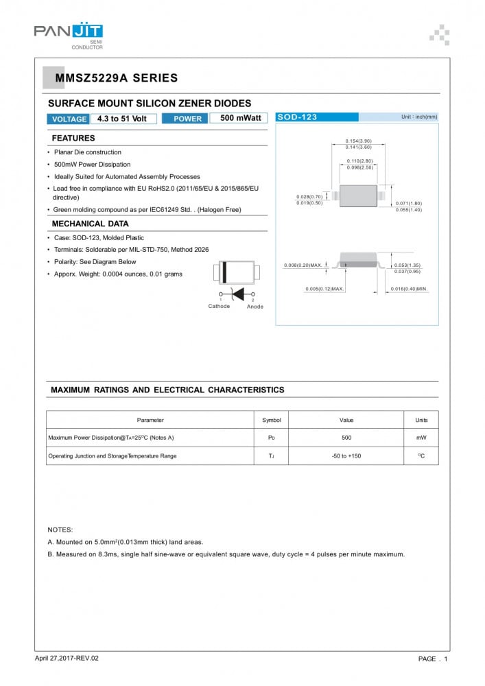 PANJIT datasheet page 1