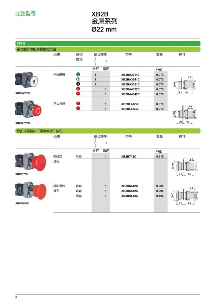 Schneider XB2B catalogue page 8