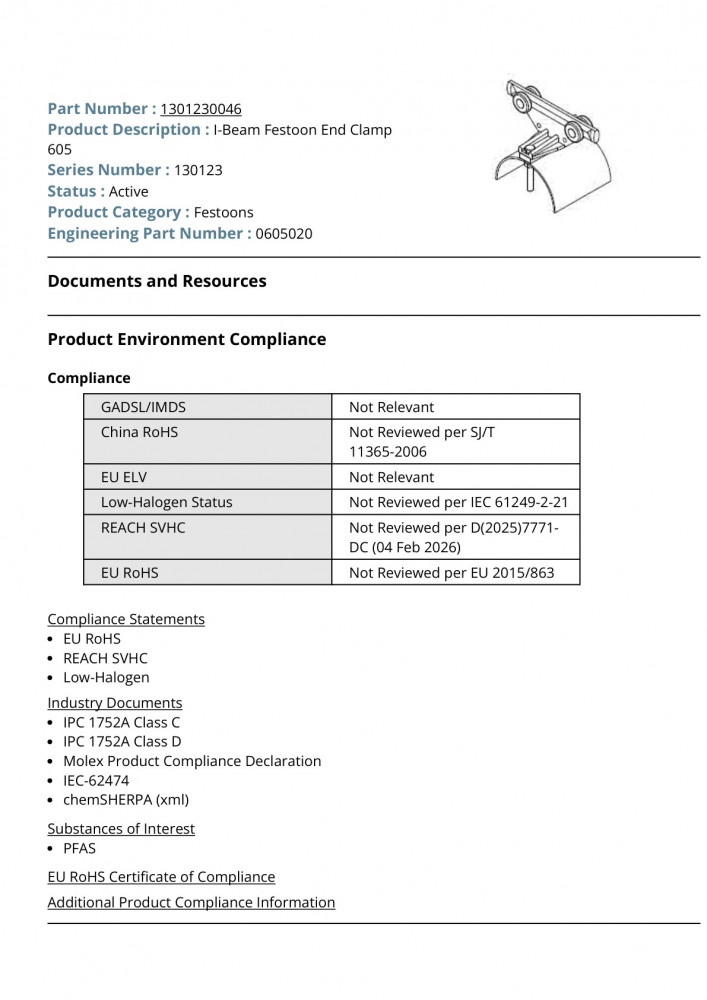 MOLEX 1301230046 product document image, page 1