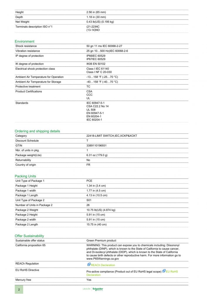 XCKD2128P16 technical document page 2