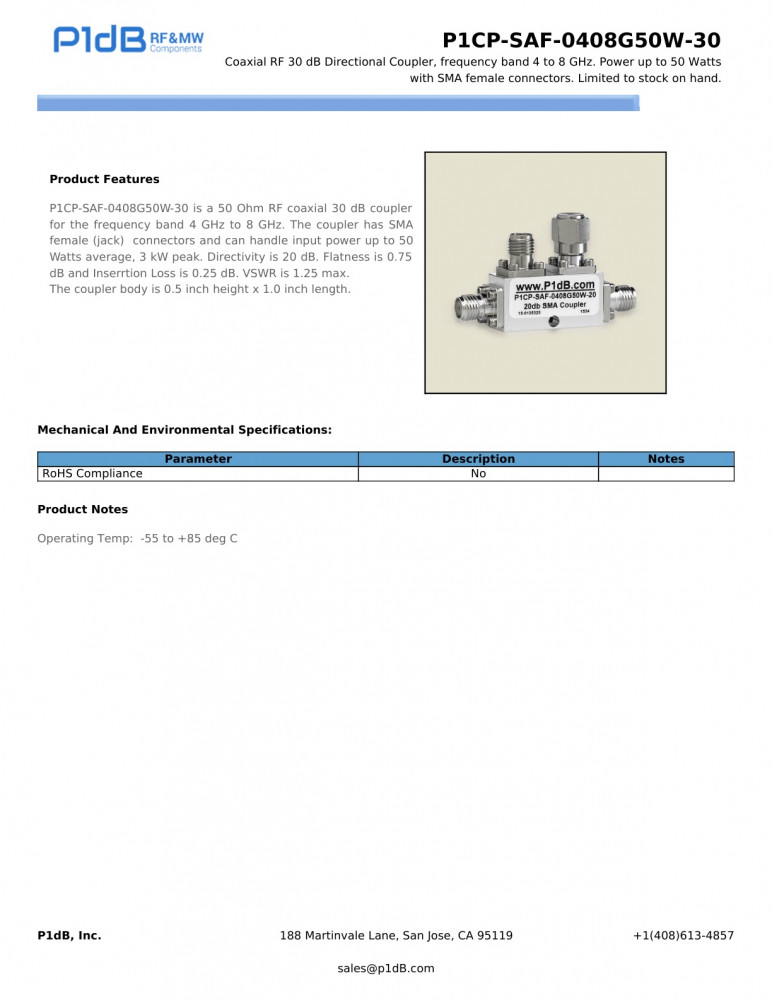 Product documentation image for P1CP-SAF-0408G50W-30