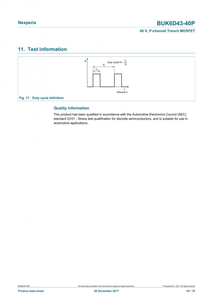 BUK6D43-40PX datasheet page 10