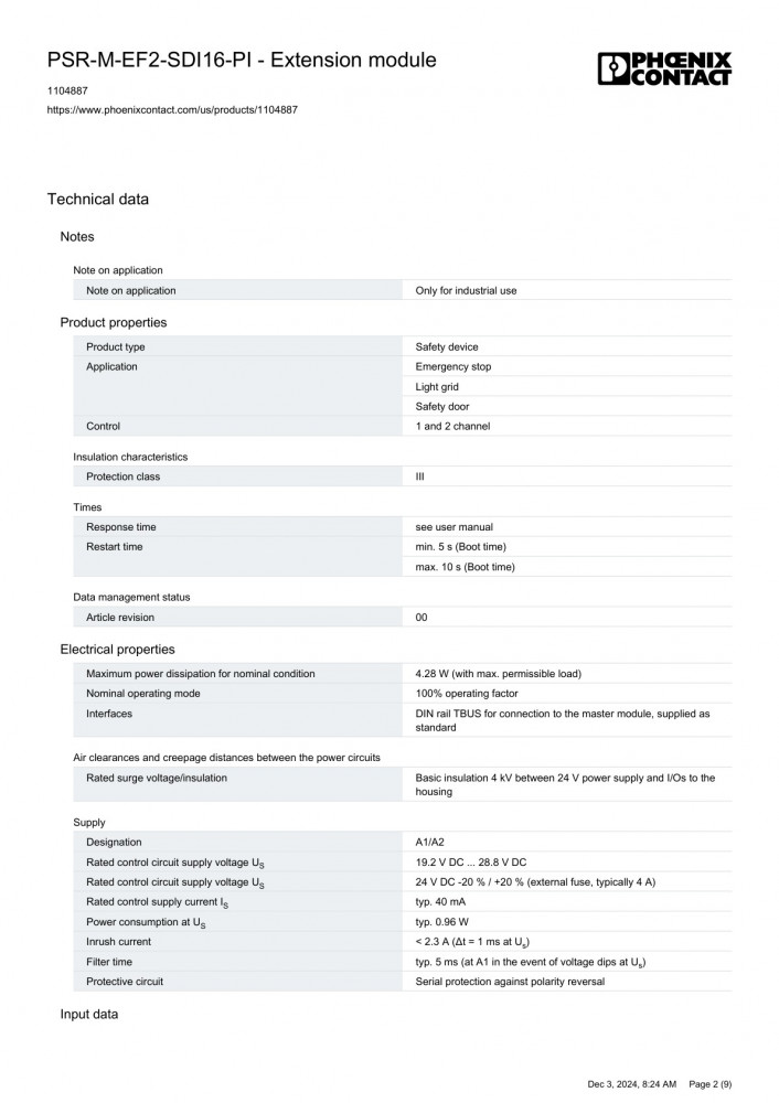 Phoenix Contact 1104887 technical document page 2