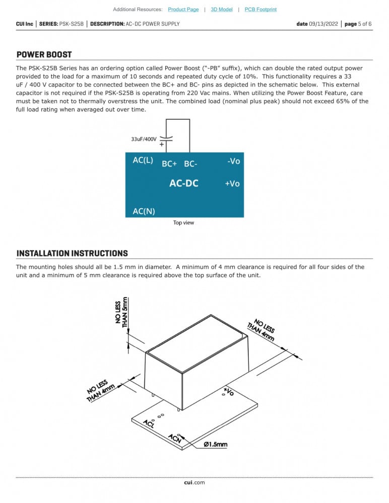 CUI PSK-S25B-15 datasheet page 5
