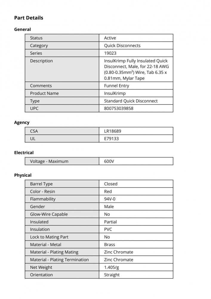 Technical document page 2 for MOLEX 190230006