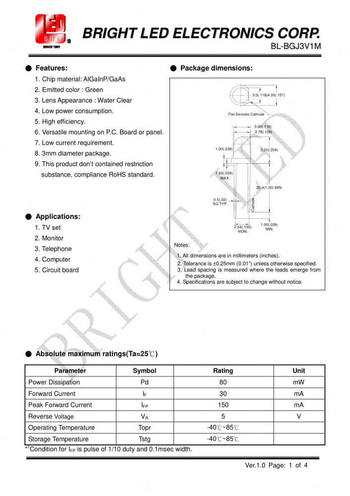 BL-BGJ3V1M datasheet page 1