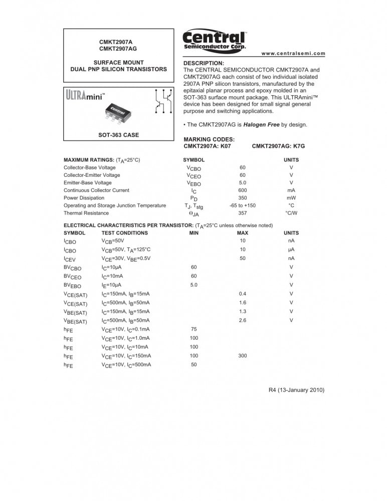 CMKT2907AG datasheet page 1