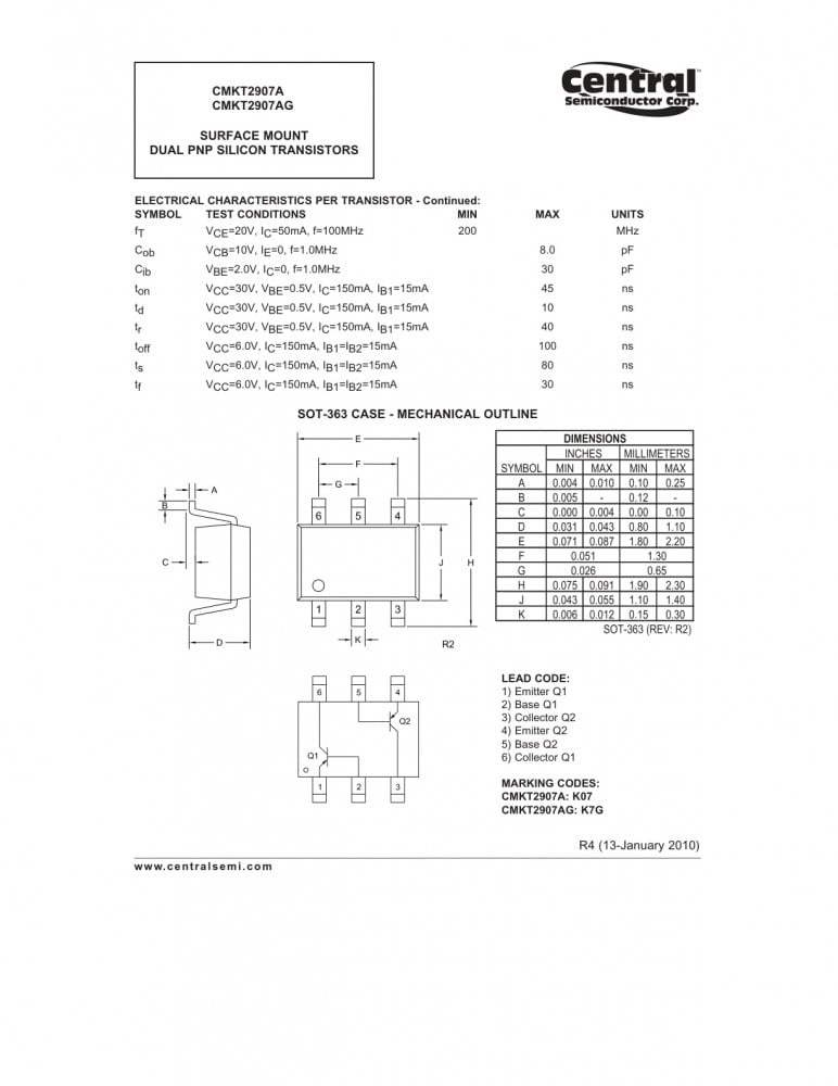 CMKT2907AG datasheet page 2