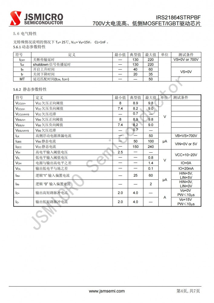 IRS21864STRPBF-JSM datasheet page 4
