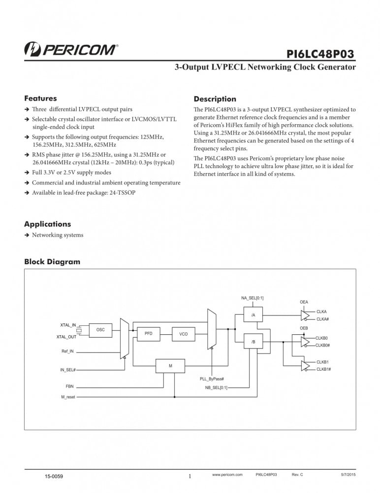 PI6LC48P03LEX datasheet page 1