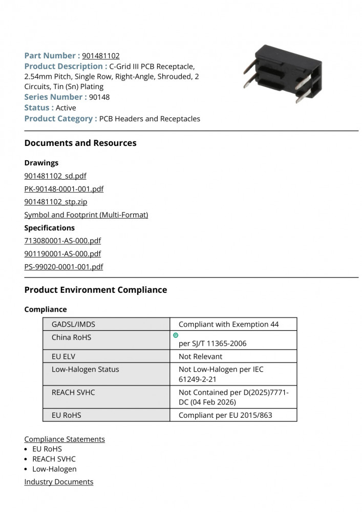 MOLEX 901481102 technical document image 1