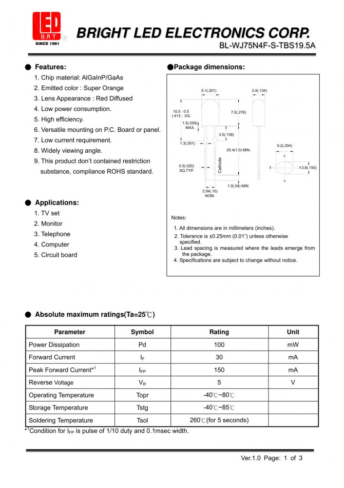 BL-WJ75N4F-S-TBS-19.5A datasheet page 1